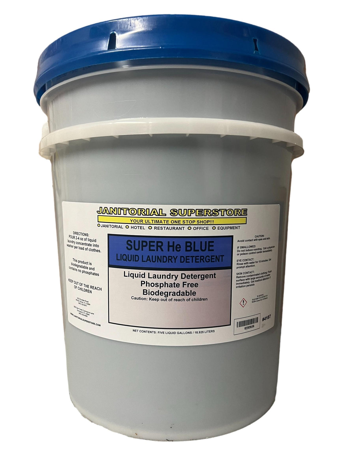 Super He Blue Liquid Laundry Detergent, 5 Gallon Bucket — Janitorial ...
